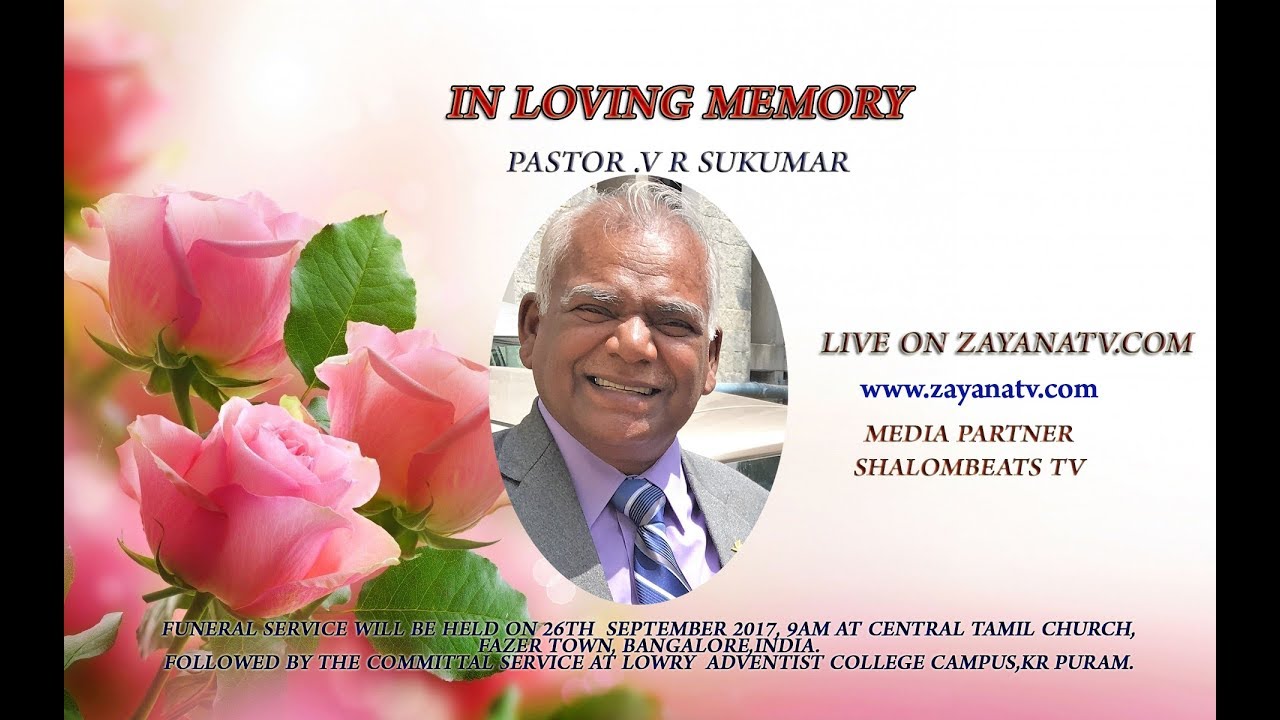 Pastor.V R SUKUMAR | Funeral Live Webcast - YouTube
