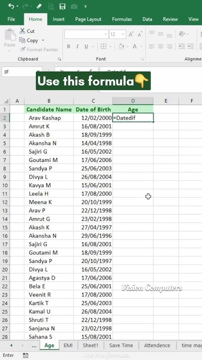 Age counting in Excel, Time saving tips #excel #exceltips #excelformula #excelfunction # ...