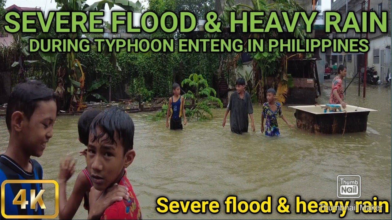 When Typhoon Enteng Hits the Philippines|Walk in Severe Flood in ...
