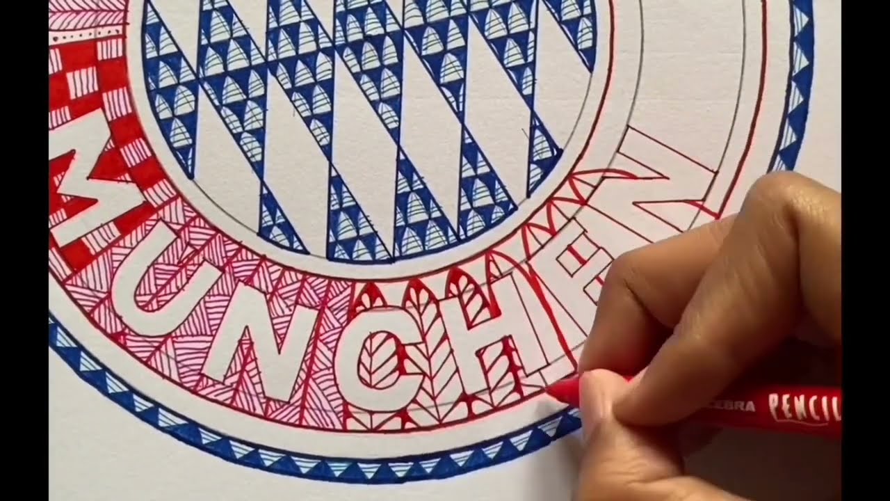 Menggambar sketsa FC Bayern Munchen dengan teknik zentangle | Sketch ...
