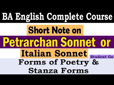Short Note on Petrarchan or Italian Sonnet in Hindi & English both ...