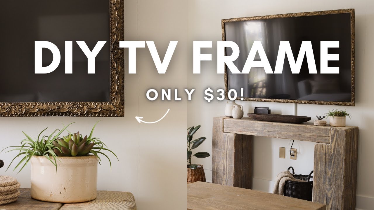 EASIEST DIY TV FRAME for ONLY $30! no tools necessary! - YouTube