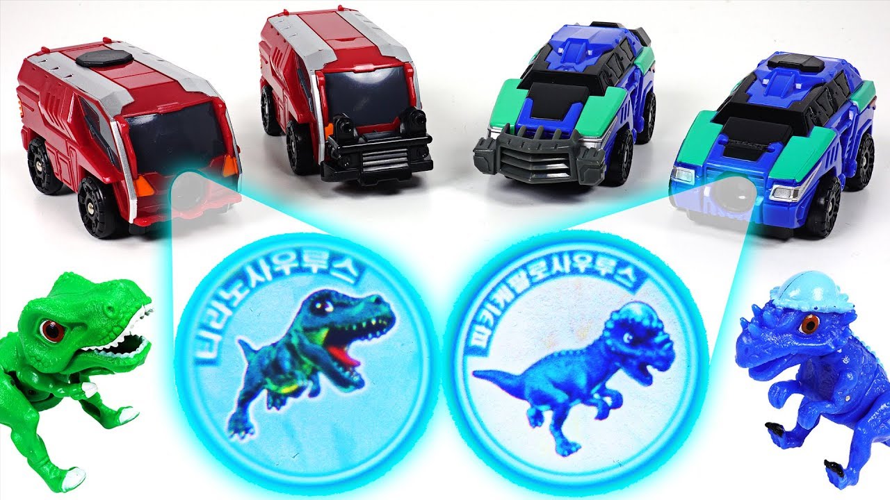 Dino Mecard capture car and Beam car appeared! Shoot tiny dinosaur ...