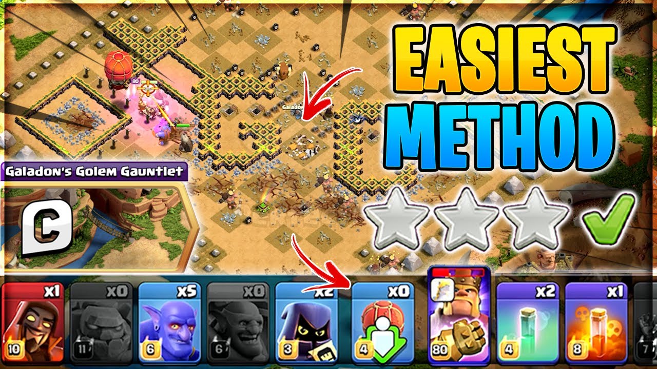 Easiest Method to 3 Star Galadon's Golem Gauntlet Challenge | Clash of ...