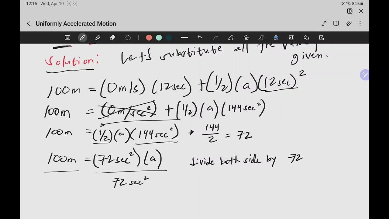 Uniformly Accelerated Motion: Sample Problem - YouTube