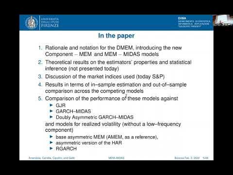 Gianpiero Gallo on Doubly Multiplicative Error Models with Long- and Short-Run Components - YouTube