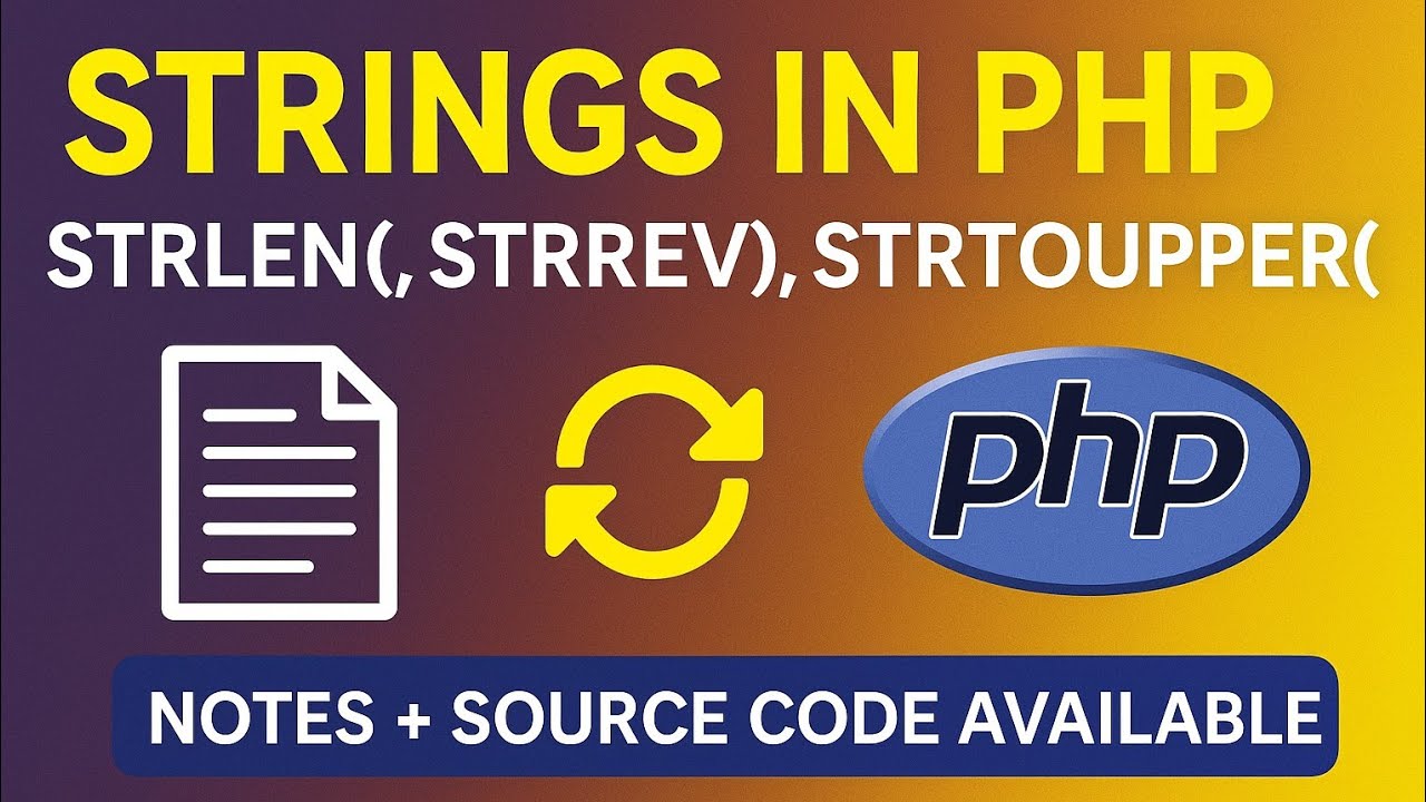 Strings in PHP | String Functions in PHP with Examples | strlen(), strrev(), strtoupper() - YouTube