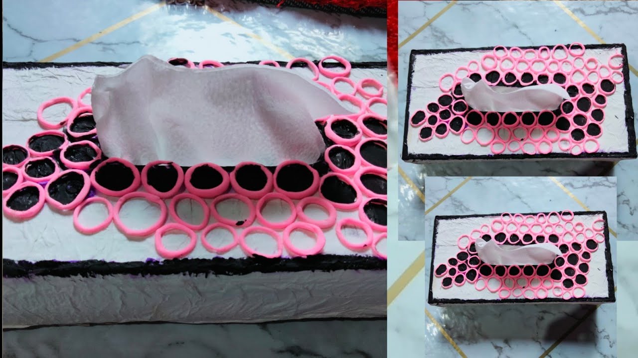 Re-making the tissue box🖤💗||DIY tissue box making ideas #art #diy - YouTube