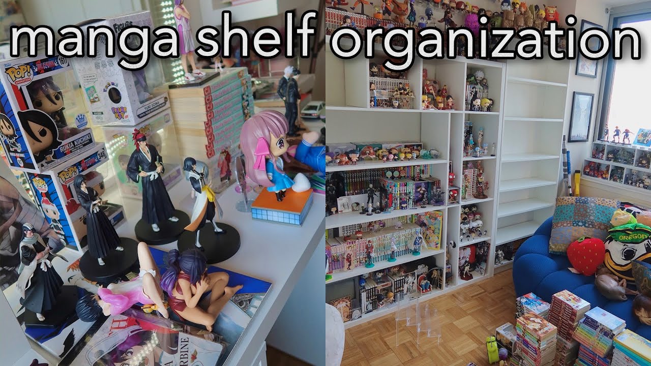 manga room makeover: organizing, figures, manga shelving 📚 - YouTube