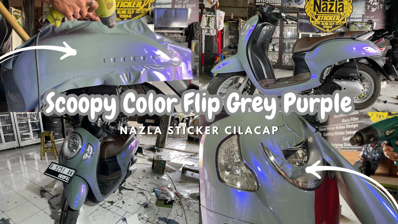 Fullbody Wrapping Motor Scoopy Warna Abu Lembayung Ungu / Color Flip ...