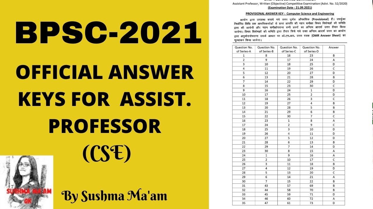 BPSC ASSISTANT PROFESSOR QUESTION PAPER EXAM-2021 (COMPUTER SCIENCE ...
