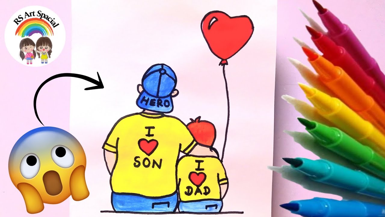 How to draw lovely ️🤗 Painting | Dad💞son | Art🎨 |@rsartspecial - YouTube