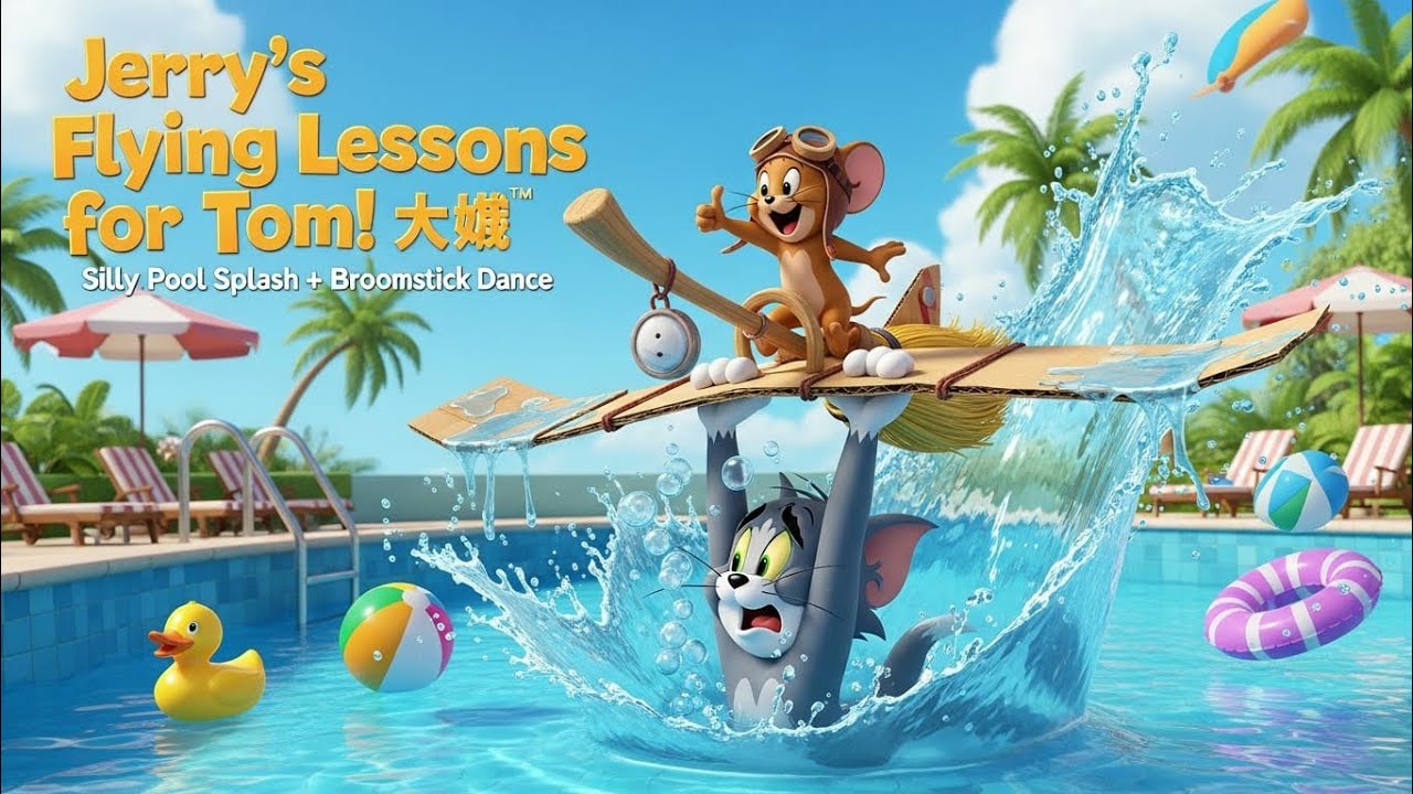 Jerry’s Flying Lessons for Tom! ️ | Silly Pool Splash + Broomstick ...