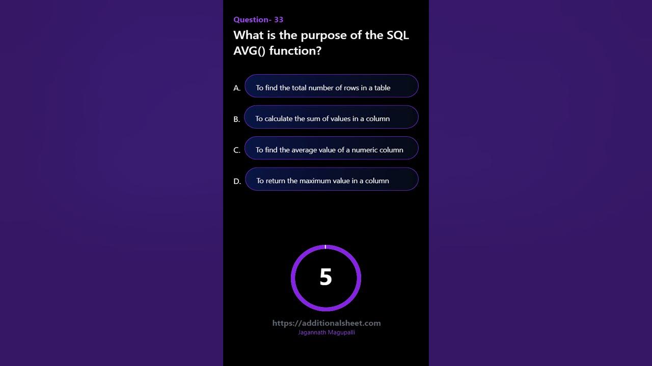 What Is The Purpose Of The Sql Avg Function Youtube