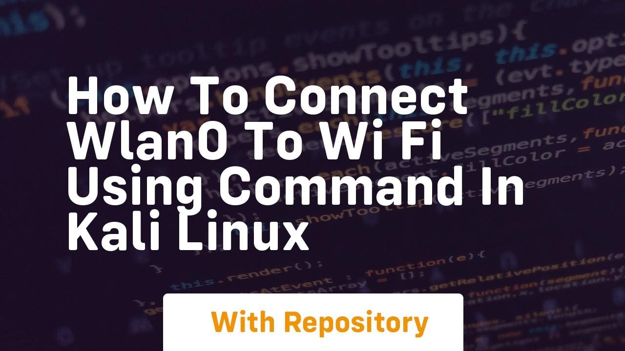 how to connect wlan0 to wi fi using command in kali linux - YouTube