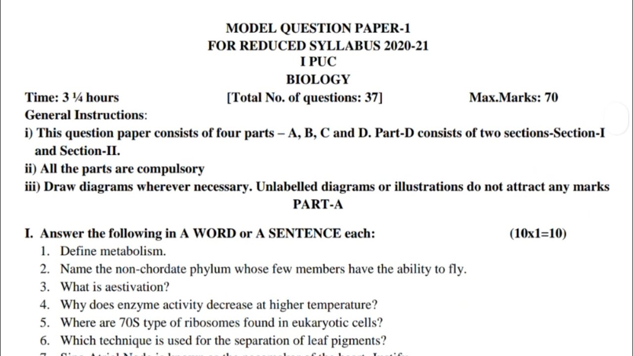 1st PUC Biology 2020 2021 Reduced Syllabus Question Paper For Reference 1st-puc-biology-2020-2021-reduced-syllabus-question-paper-for-reference