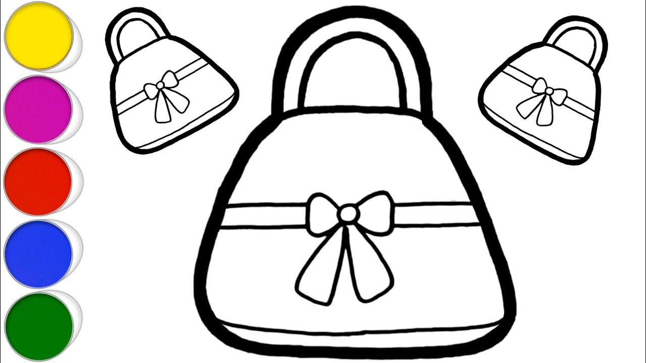 Handbag Drawing and Coloring for Kids & Toddlers | How to Draw Handbag ...