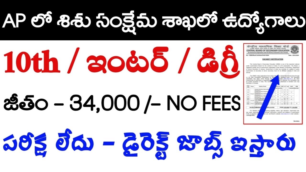 AP లో శిశు సంక్షేమ శాఖలో జాబ్స్ | AP Govt Jobs 2024 | AP Latest Govt ...