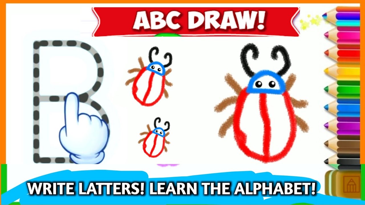 ABC Alphabet | Learn To Write The Letter B And Draw The BUG | Bini Games Part 2 - YouTube