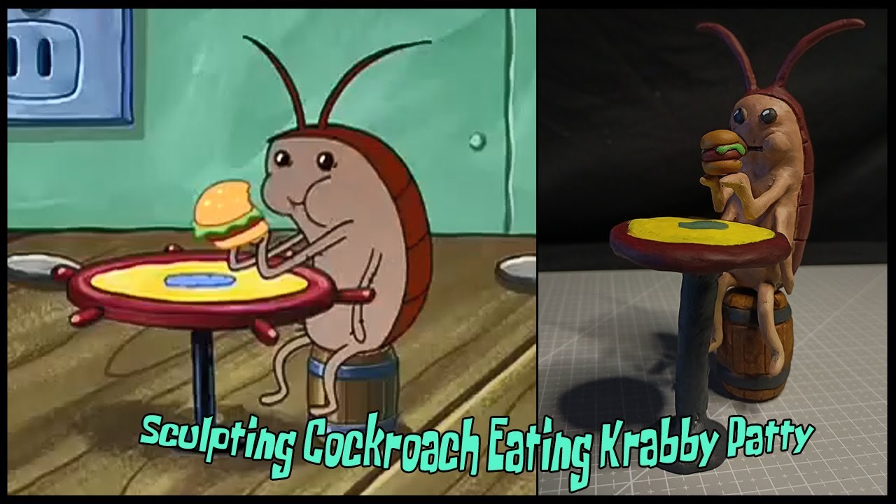 Sculpting With Clay-Cockroach Eating Krabby Patty From Spongebob ...