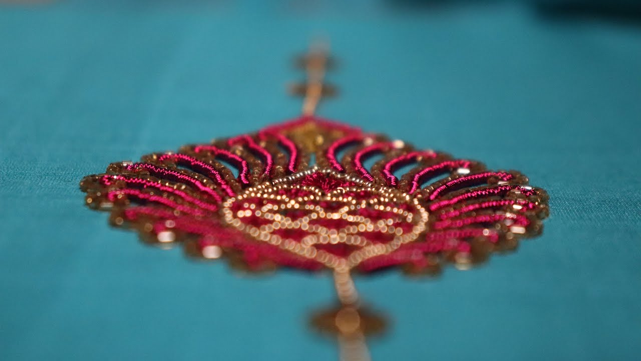 Easy and elegant aari embroidery design for beginners - YouTube