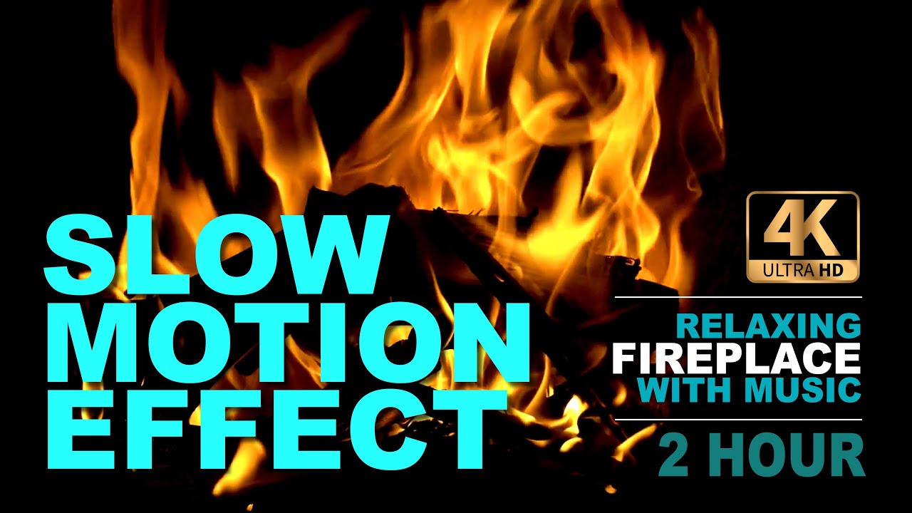 Fireplace slow motion with music - YouTube