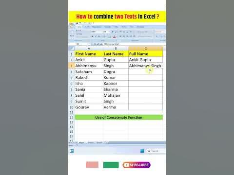 How to combine two text strings in Excel using Concatenate Function # ...