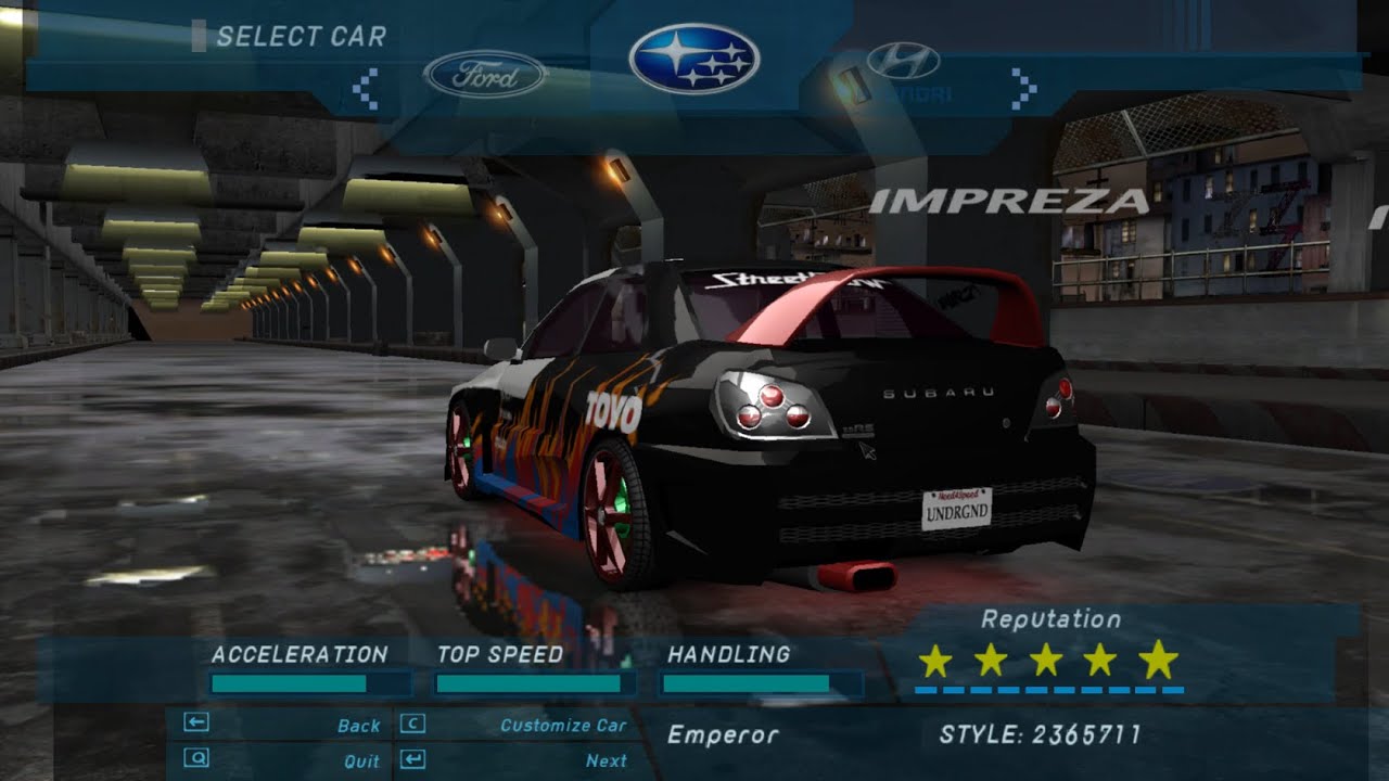 NFS Underground Definitive Edition | Subaru Impreza | Customization and ...