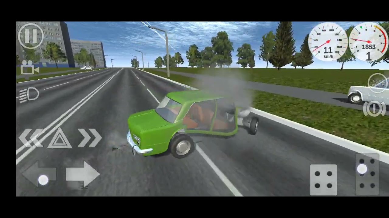 Simple Car Crash Physics Simulator green car chase 1 - YouTube