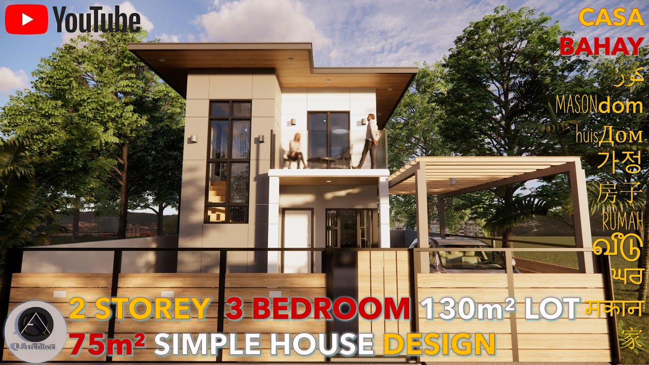 2 STOREY 3, BEDROOM 130sqm, LOT 75sqm, 5x7m PLAN, SIMPLE HOUSE DESIGN ...