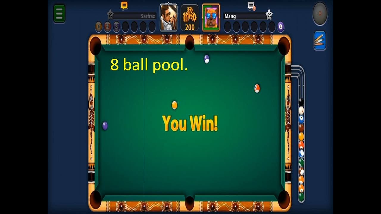 8 ball pool/ winning match/by player wromg shot. - YouTube