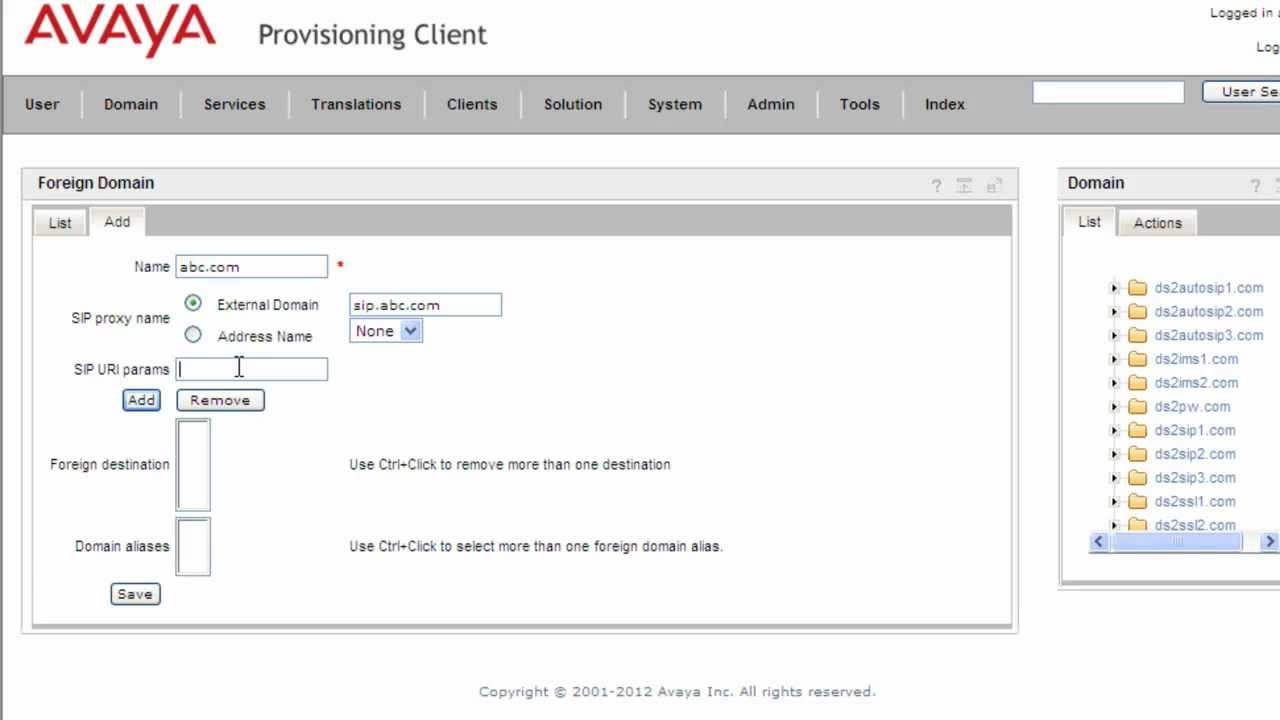 How to Manage Client Foreign Domains on an Avaya AS5300 - YouTube