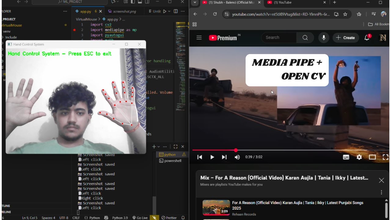 Virtual Mouse with Hand Gestures | Python, OpenCV, MediaPipe - YouTube