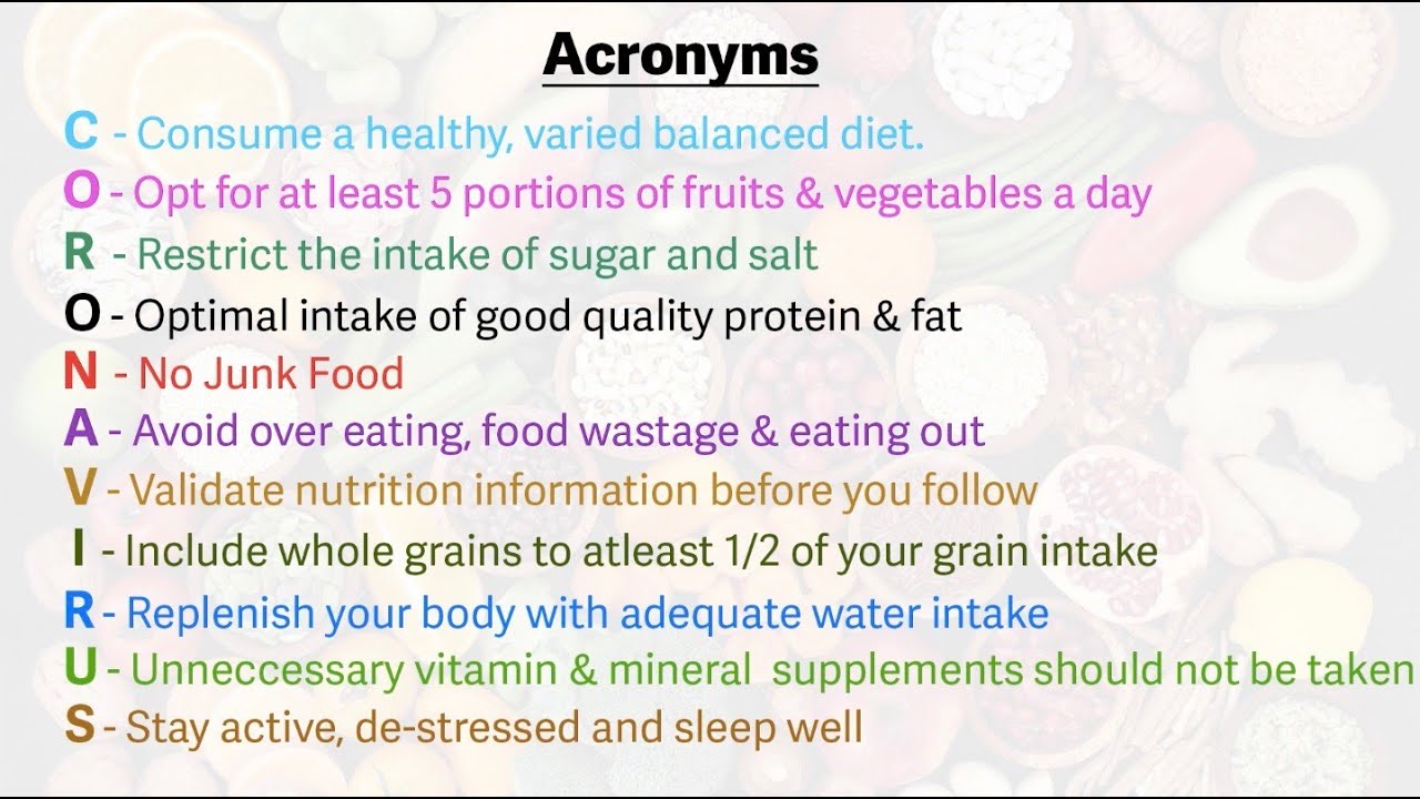 Corona Virus Nutritional Acronyms - YouTube