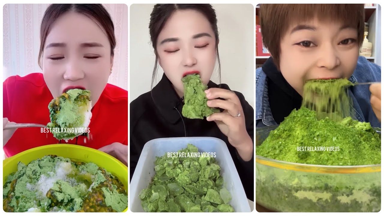 Best matcha green tea powder & Eating matcha powdered ice & matcha ...