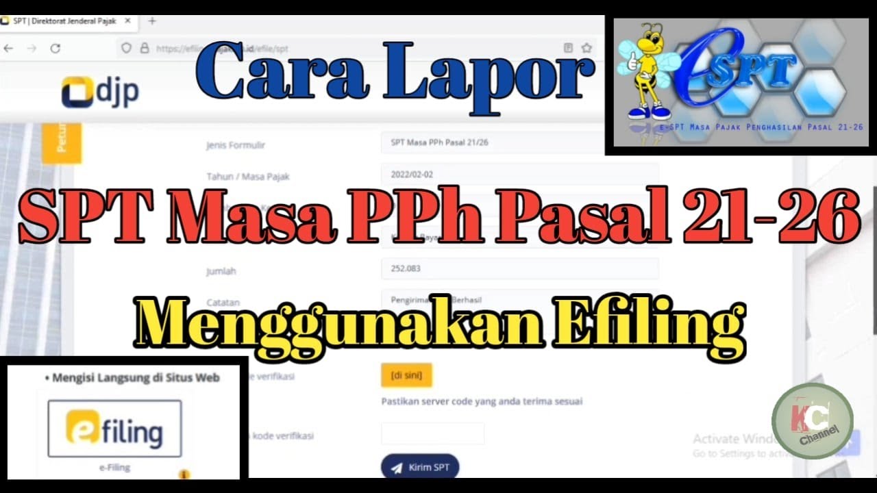 CARA LAPOR SPT MASA PPh PASAL 21/26 MENGGUNAKAN EFILING | KURANG BAYAR ...