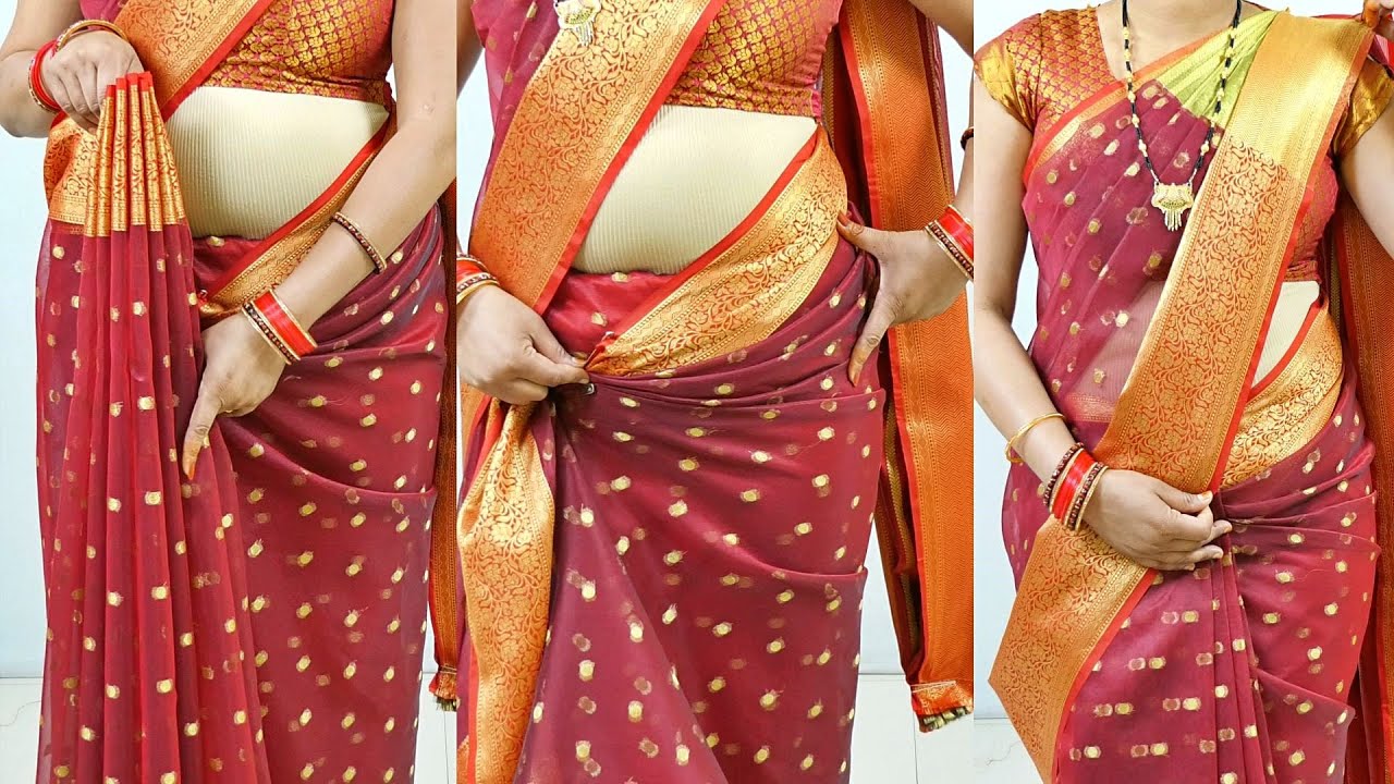 Heavy banarasi silk saree draping tips & trick | perfect plates wedding ...