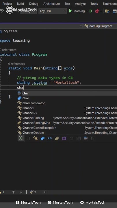 string data types in c# | #MortalTech | #7 - YouTube