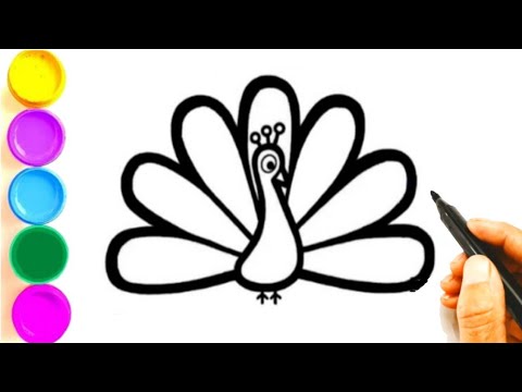 Bolalar uchun tovus rasmini chizish|How to draw a peacock for kids |Как ...