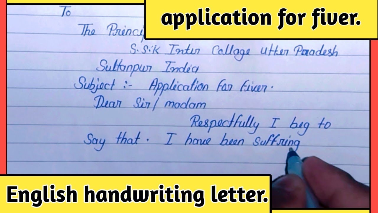 application for fiver/write an principal.#handwriting shubham ji, - YouTube