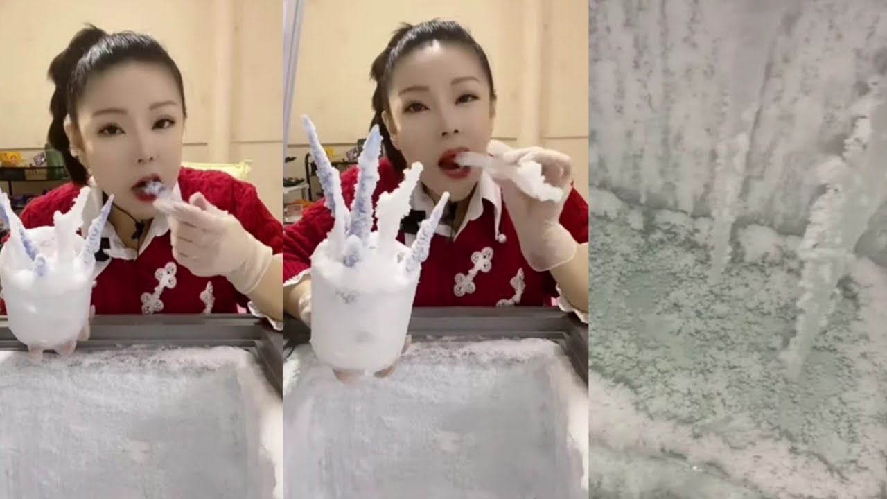 DEEP fluffy, hard refrozen ice eating😋 satisfying crunches - YouTube