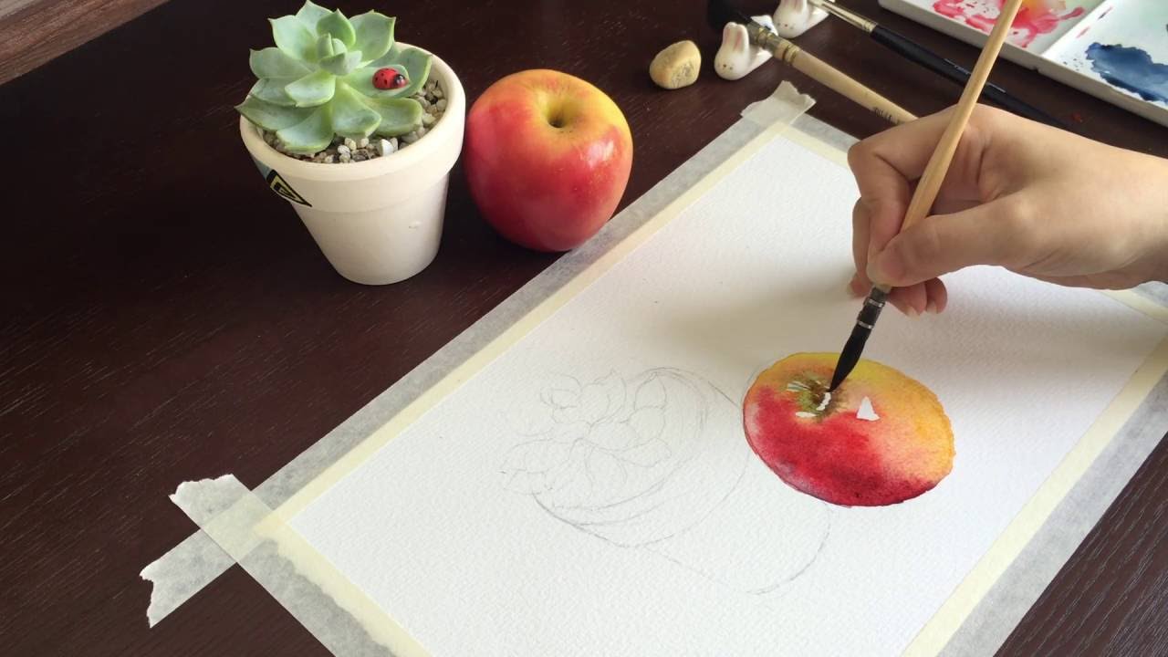 Tutorial - Watercolor Apple - Wet On Wet - YouTube