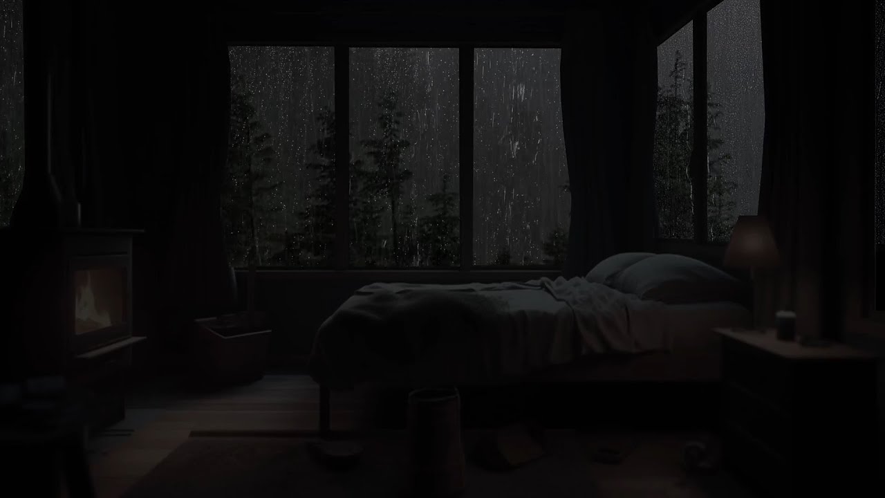 Sleep Instantly in Cozy Room with Heavy Rain on Window Overlooking ...