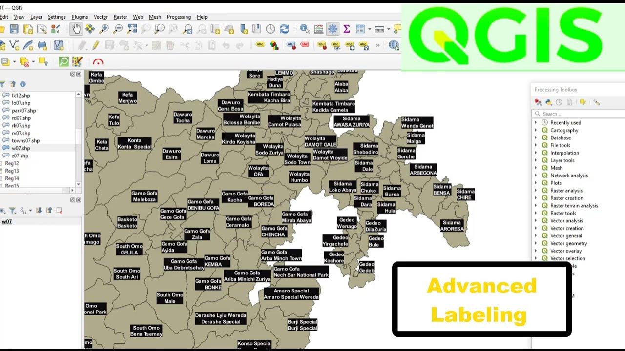 labeling in Qgis - YouTube