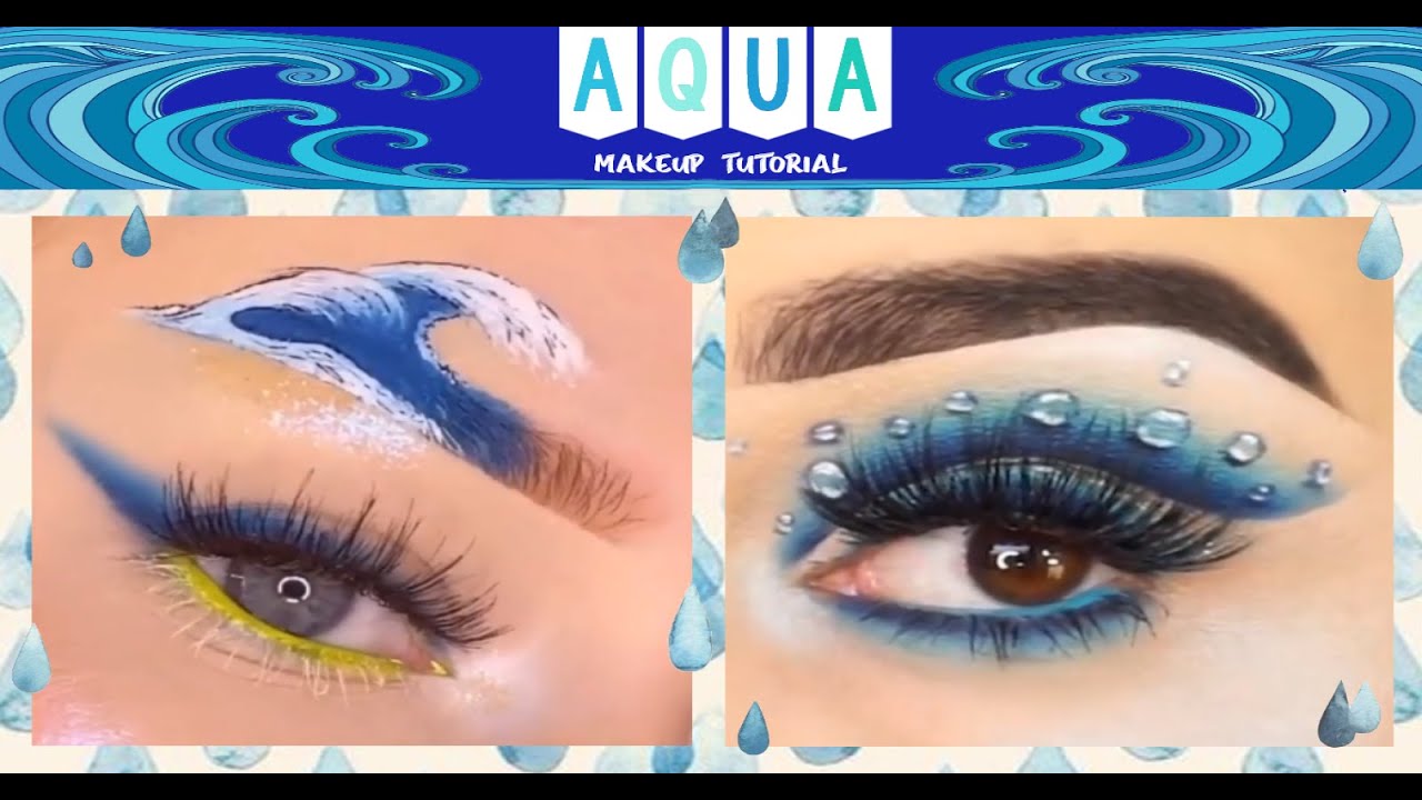 🌊 2 AQUA Makeup Tutorial: OLAS DE MAR Y GOTAS DE AGUA /paso a paso/ 💧💦 - YouTube