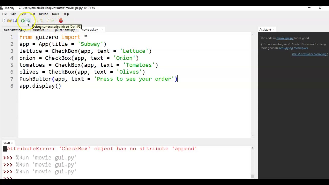 Adding CheckBoxes to Guizero - YouTube