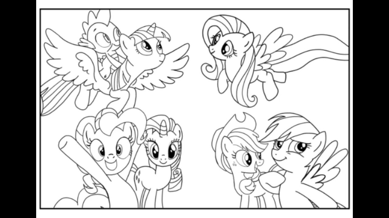 My little pony mane 6 coloring book MLP coloring pages for kids - YouTube