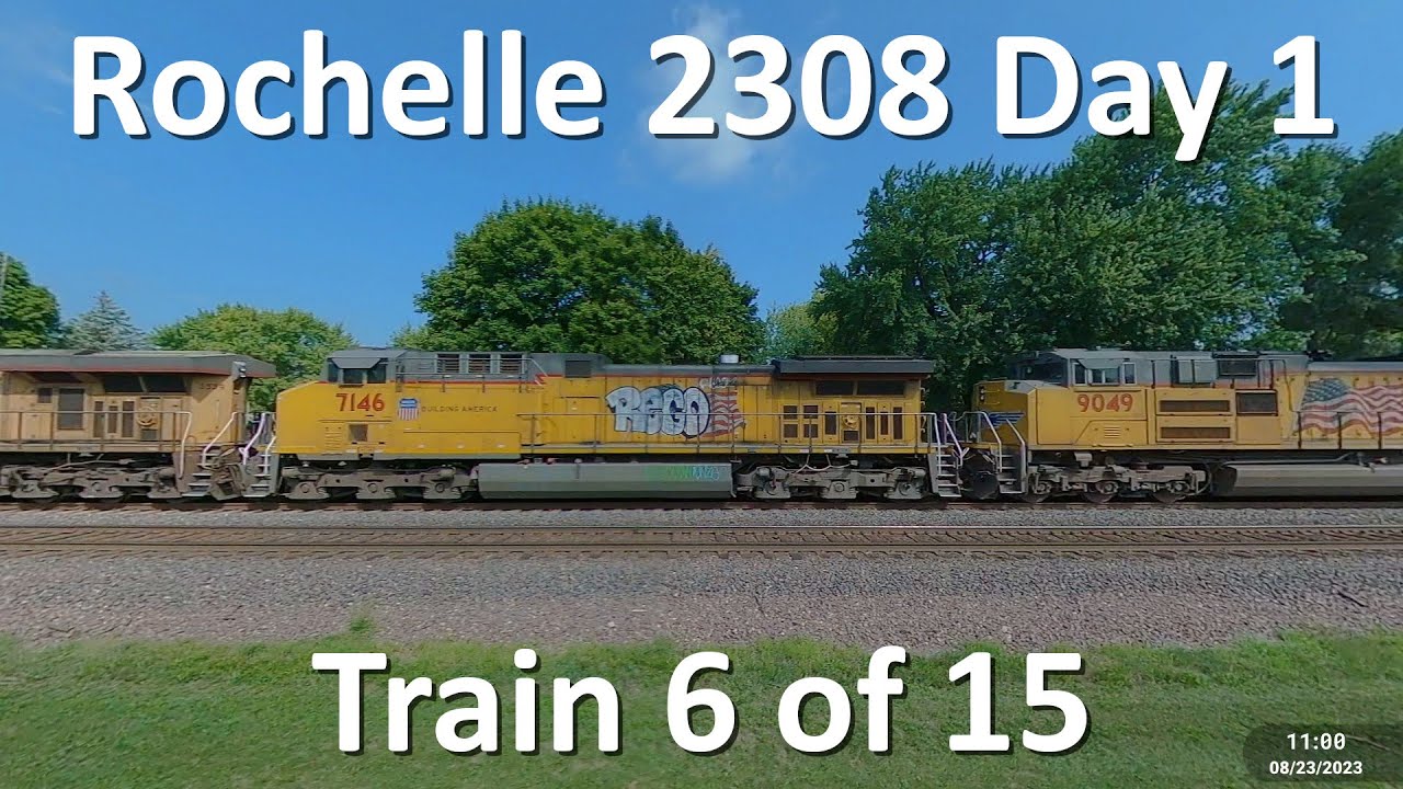 UP 5539 West Intermodal With 5 Lead Units - Rochelle 2308 - YouTube