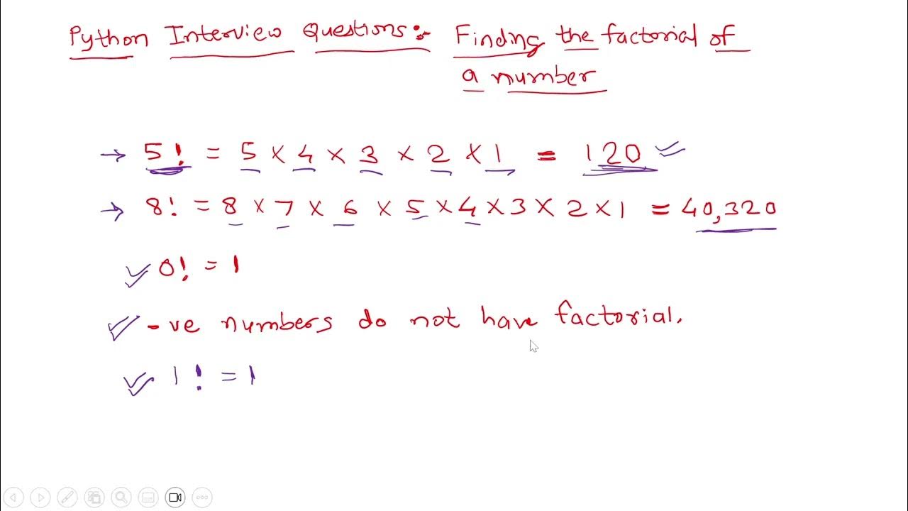 Factorial of a number using Python: Python Interview Questions (in Hindi) - YouTube