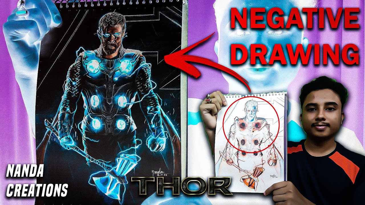 How to draw Thor stormbreaker infinity war negative drawing step by ...